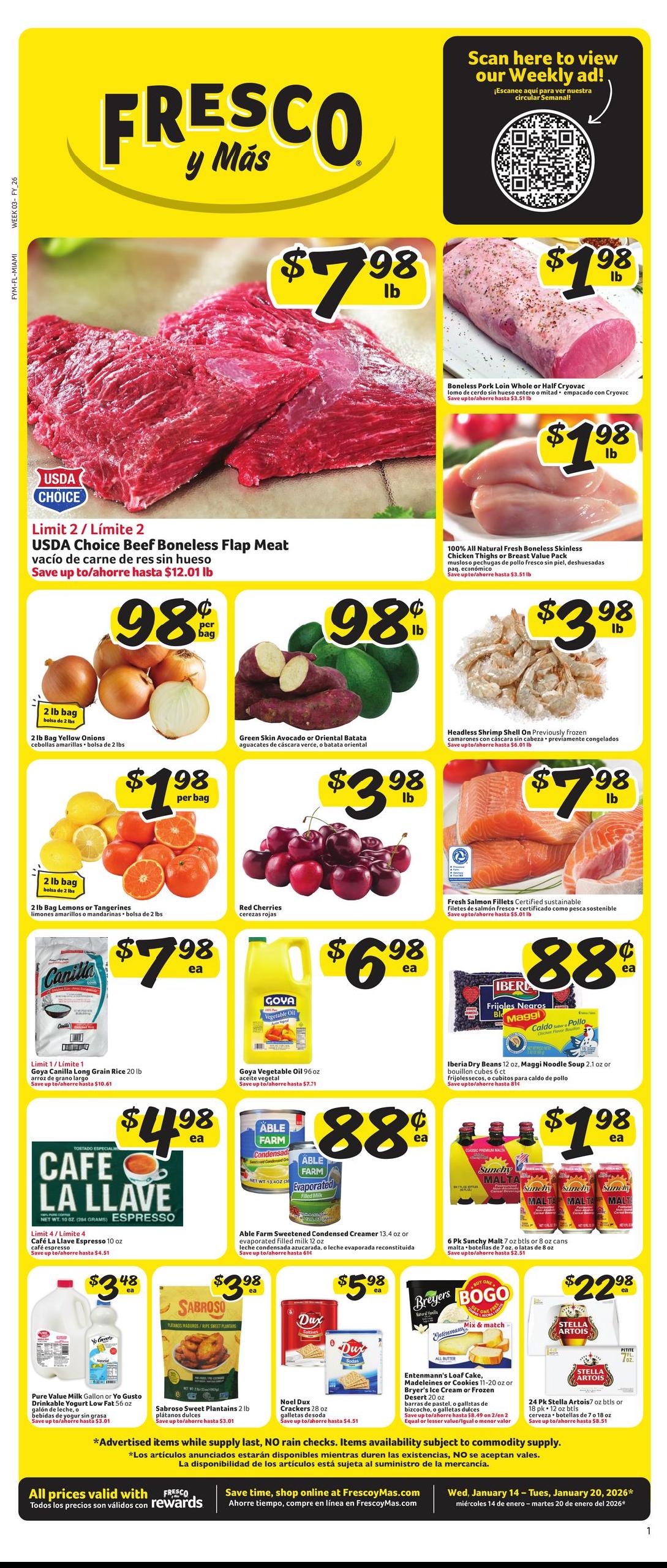 Fresco Y Mas Weekly Ad (01/14/26 - 01/20/26) & Flyer Preview - EveryPayJoy